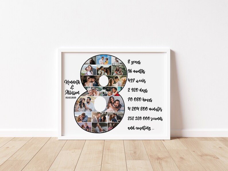 Custom 8th Anniversary Photo Collage Personalized 8th | Etsy