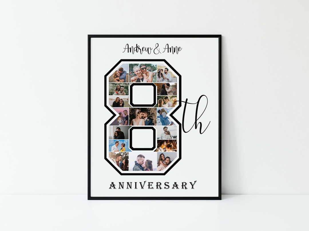 Custom 8th Anniversary Collage, Personalized 8th Anniversary Gift for ...