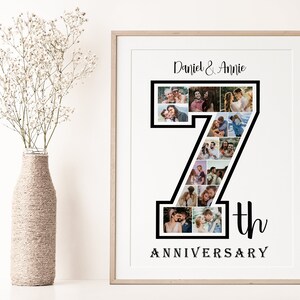 Custom 7 Year Anniversary Collage, Personalized 7th Anniversary Gift ...