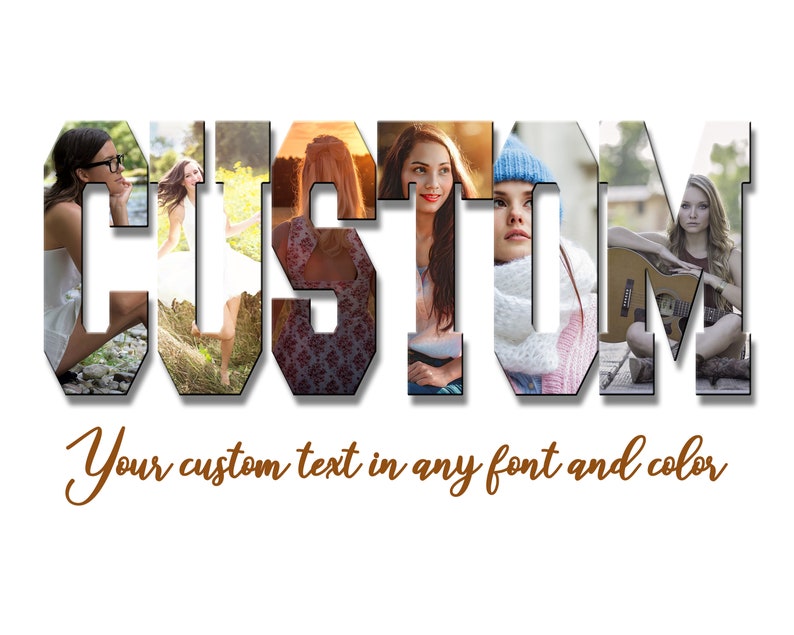 Custom Text Collage Name Photo Collagecustom Letter Collage - Etsy