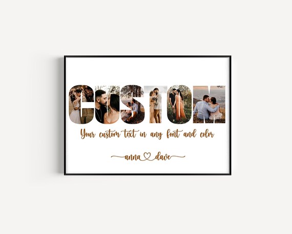 Custom Name Picture Collage Personalized Text Photo Collage - Etsy