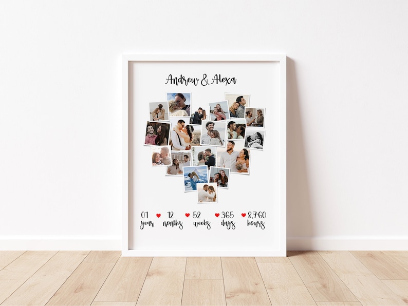 Personalize 1st Year Anniversary Photo Collage Gift, 1 Year Anniversary ...