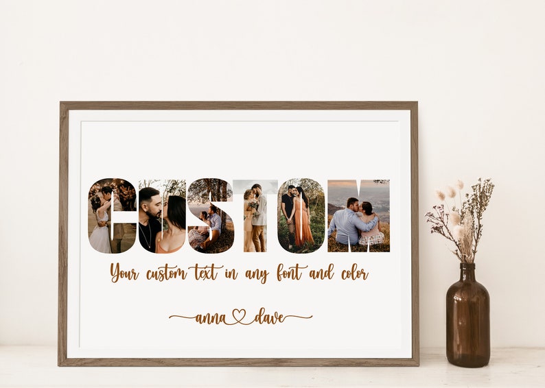 Custom Name Picture Collage Personalized Text Photo Collage - Etsy