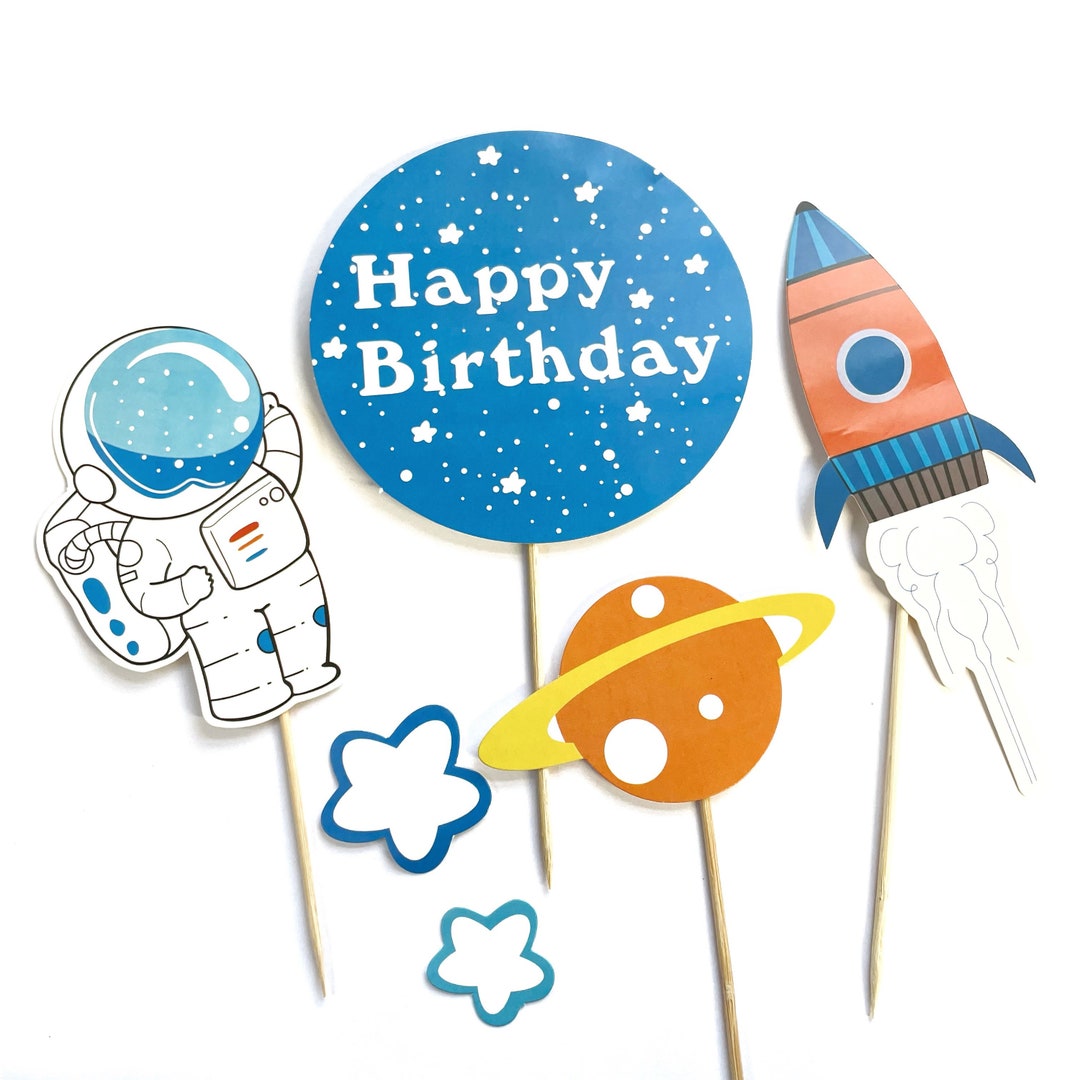 Astronaut Cake Topper Set, Rocket, Planets, Boys Birthday, Childs Party ...