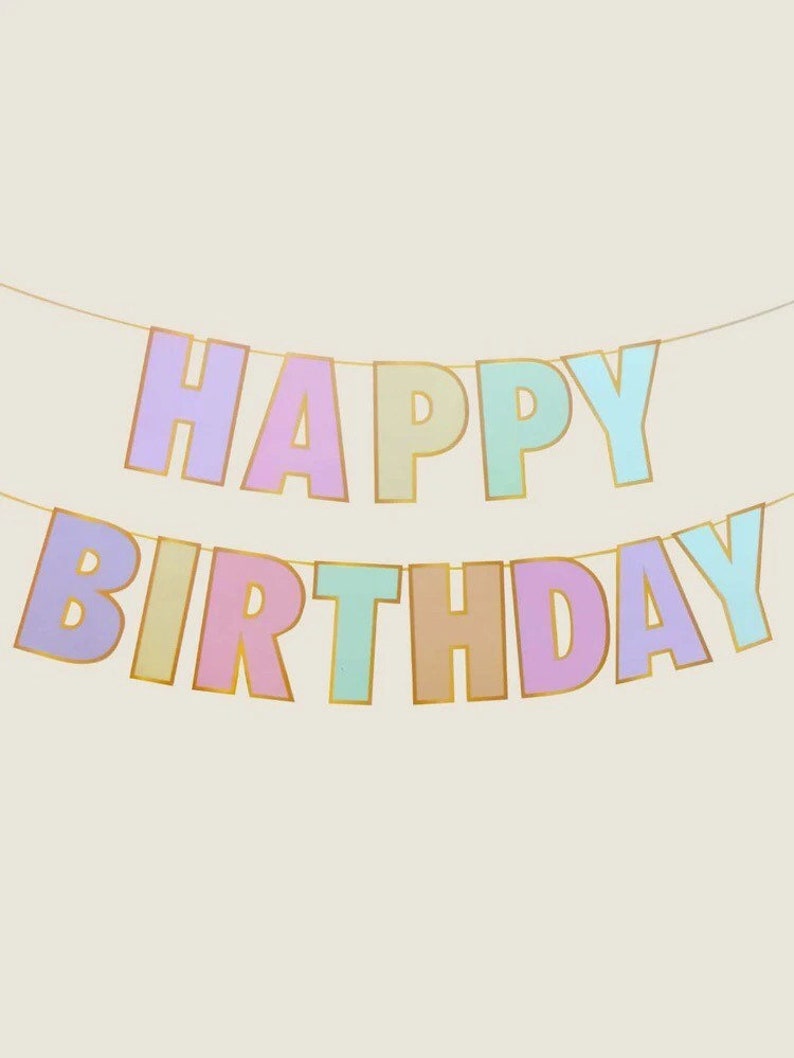 Happy Birthday Banner Colourful Pastel Bday Celebration - Etsy