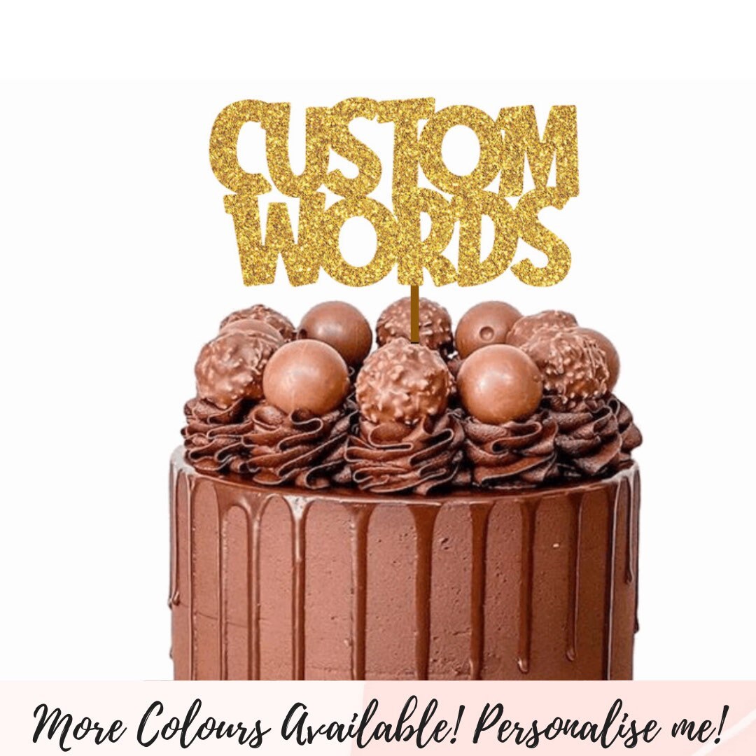 Personalised Cake Topper, Happy Birthday, Glitter Cardstock ...