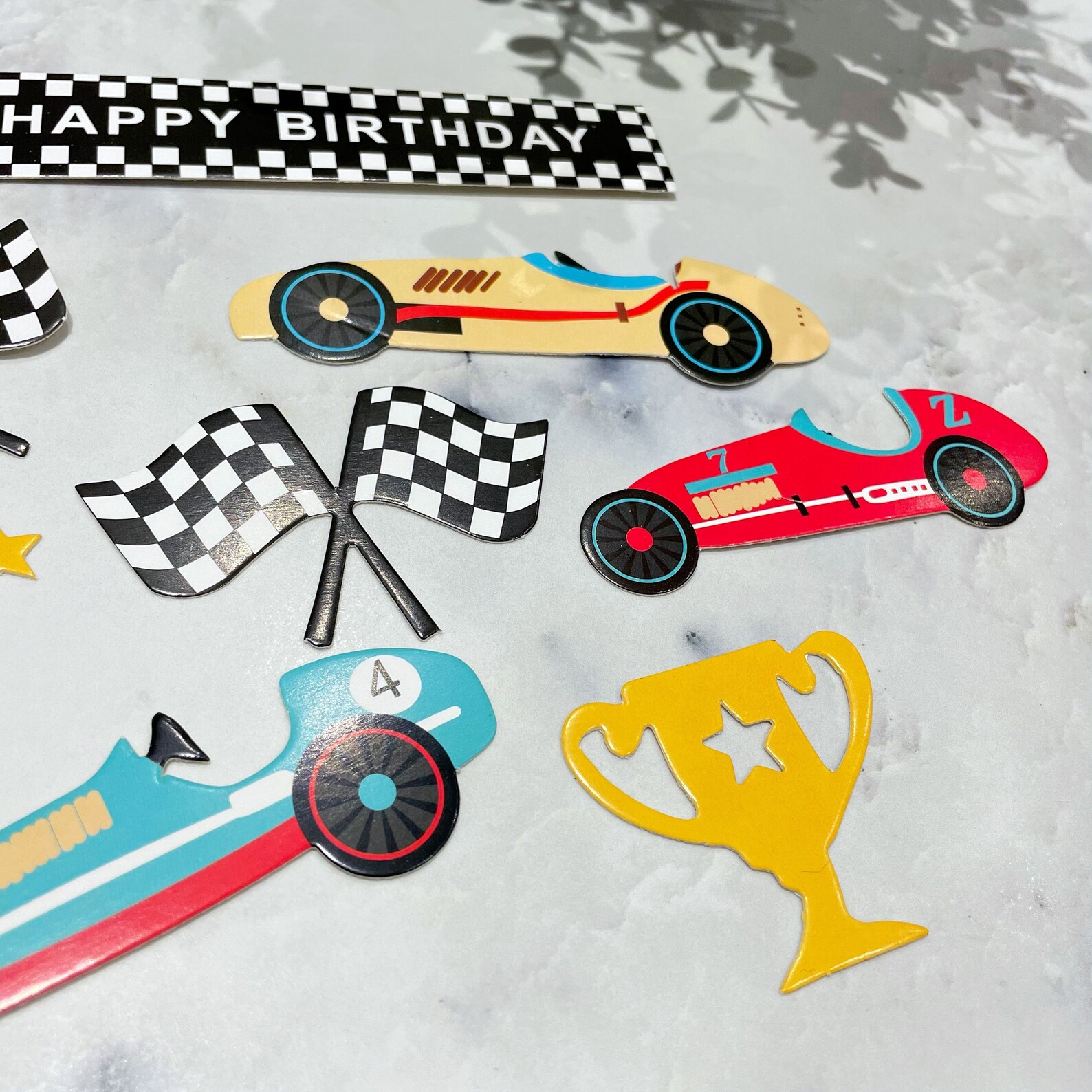 Racing Car Cake Topper Set / Race Car Chequered Flags Gold - Etsy