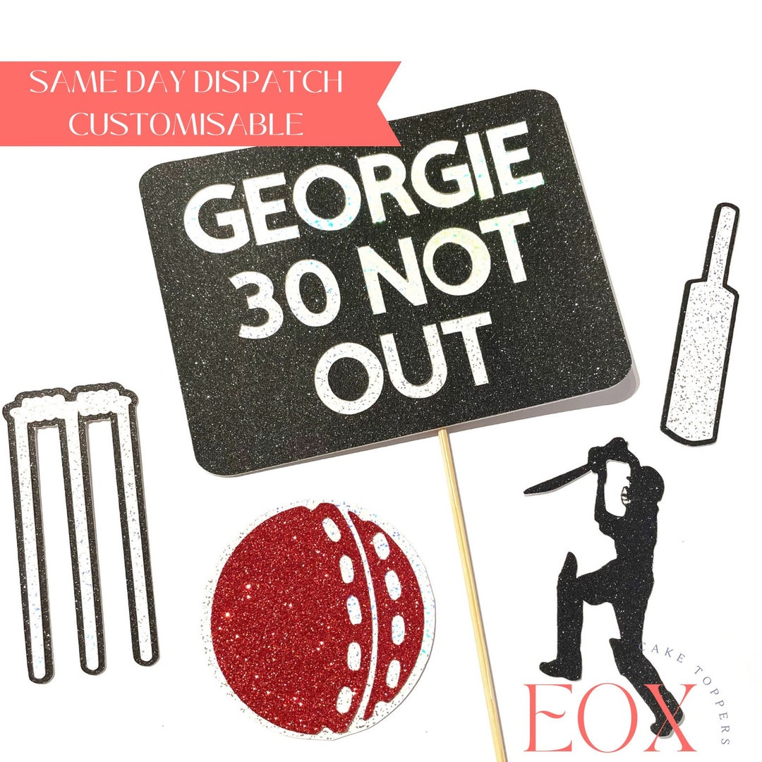 Cricket Themed Cake Topper Set, Not Out, Cricket Cupcakes, Cake Toppers ...