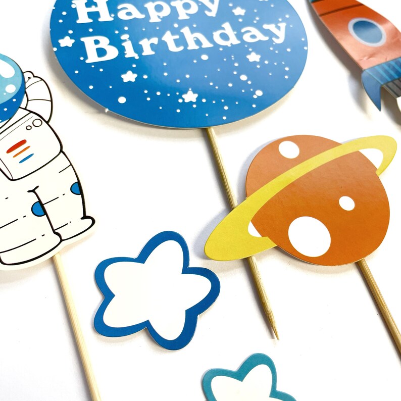 Astronaut Cake Topper Set Rocket Planets Boys Birthday - Etsy
