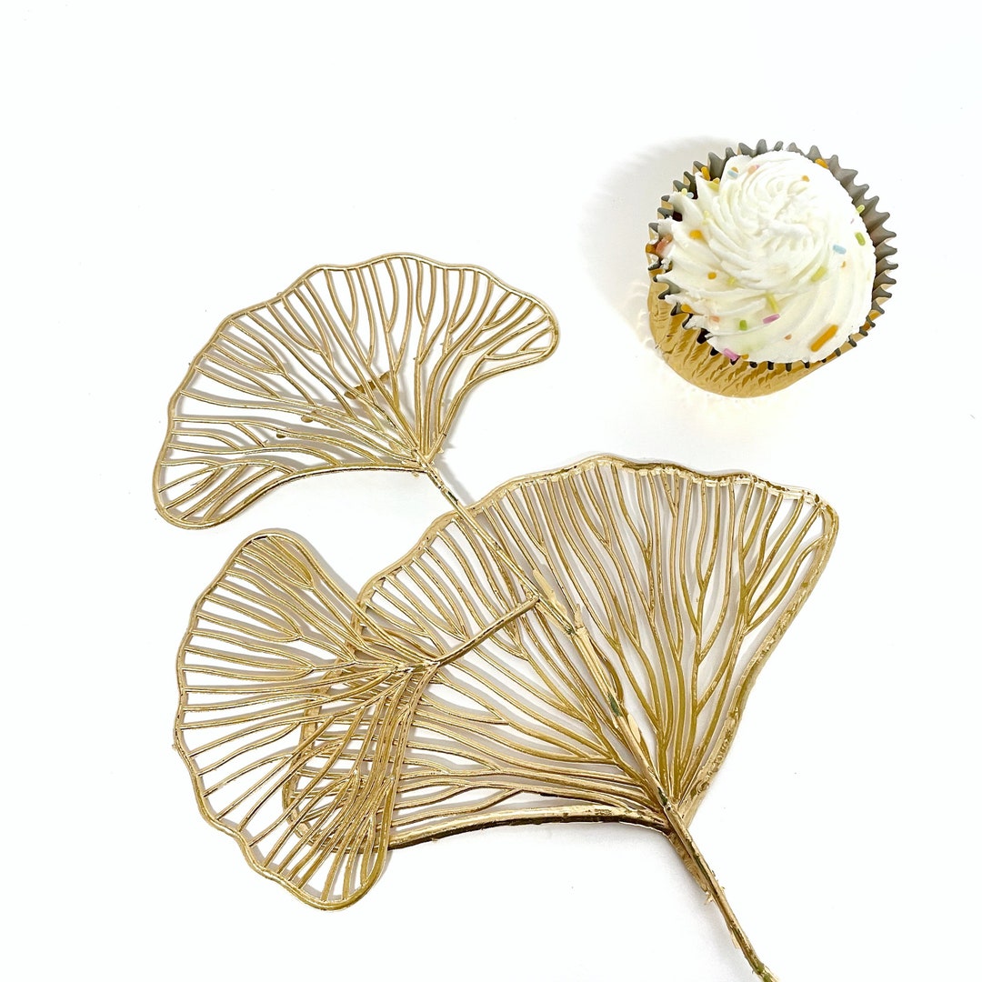 Ginkgo Stem, Gingko Leaf, Gold, Artificial Flower, Cake Decorating ...