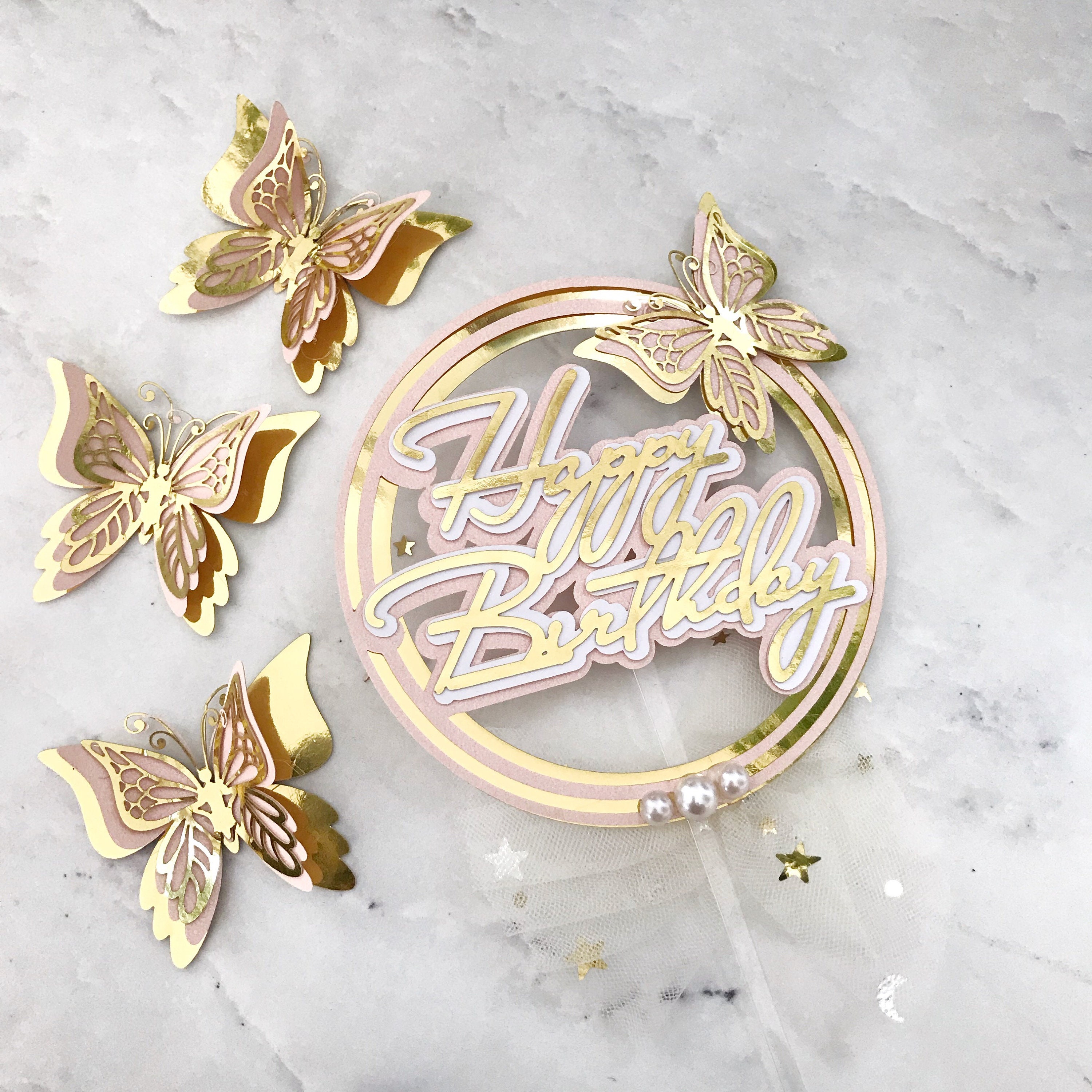 Topper de pastel de mariposa con mariposas x3 cumpleaños de | Etsy