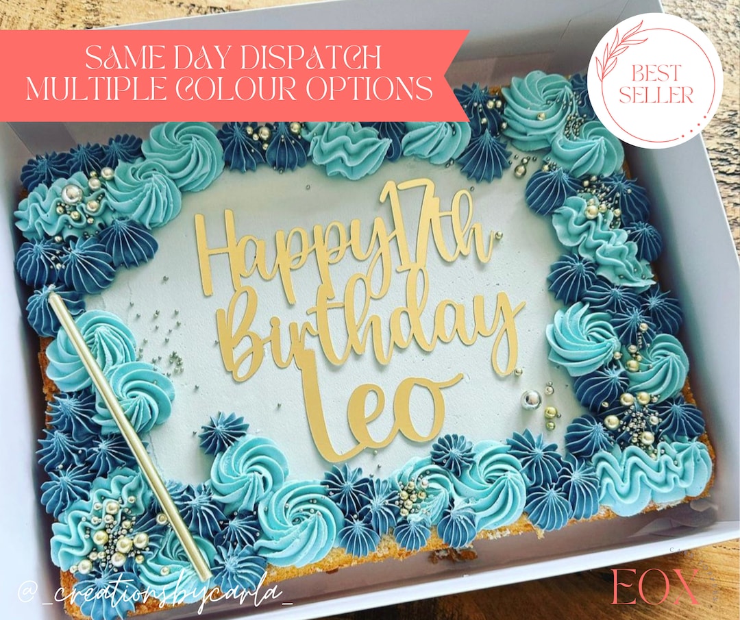 Sheet Cake Topper, Happy Birthday, Glitter Cardstock, Personalised ...