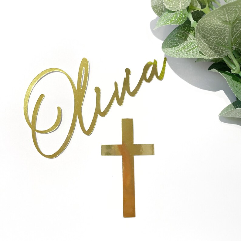 Name & Cross Cake Charm Cake Topper Cake Decoration Name - Etsy