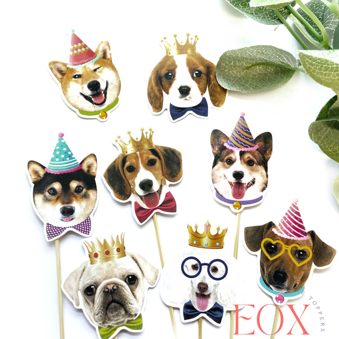 Set of 8 Dog Shaped Cupcake Toppers, Baking Dessert Decor, Pet-themed ...