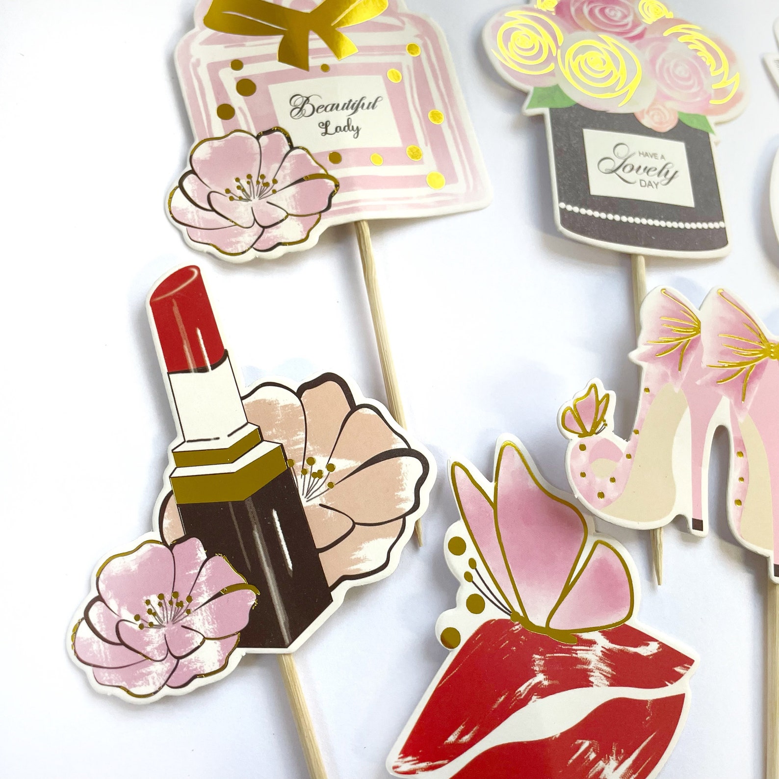 Make up Cake Topper Set / Girly Birthday, Cake Decorations, Cupcake ...