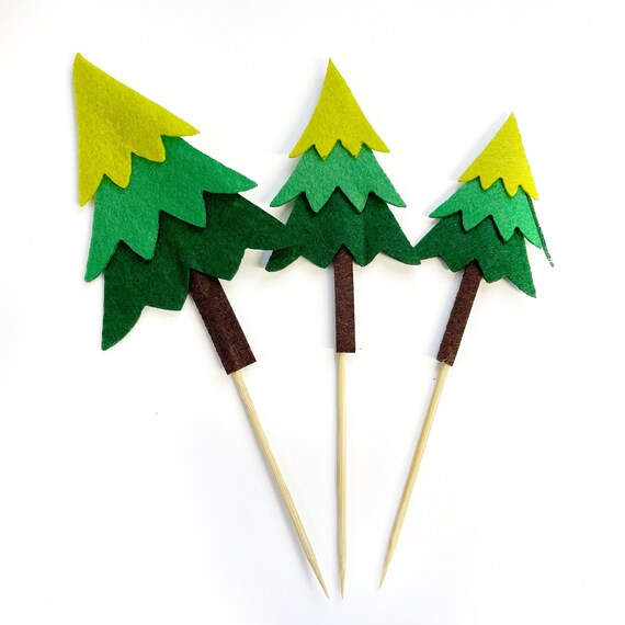 Felt Cake Topper Trees Cake Decorations Cupcake Toppers - Etsy
