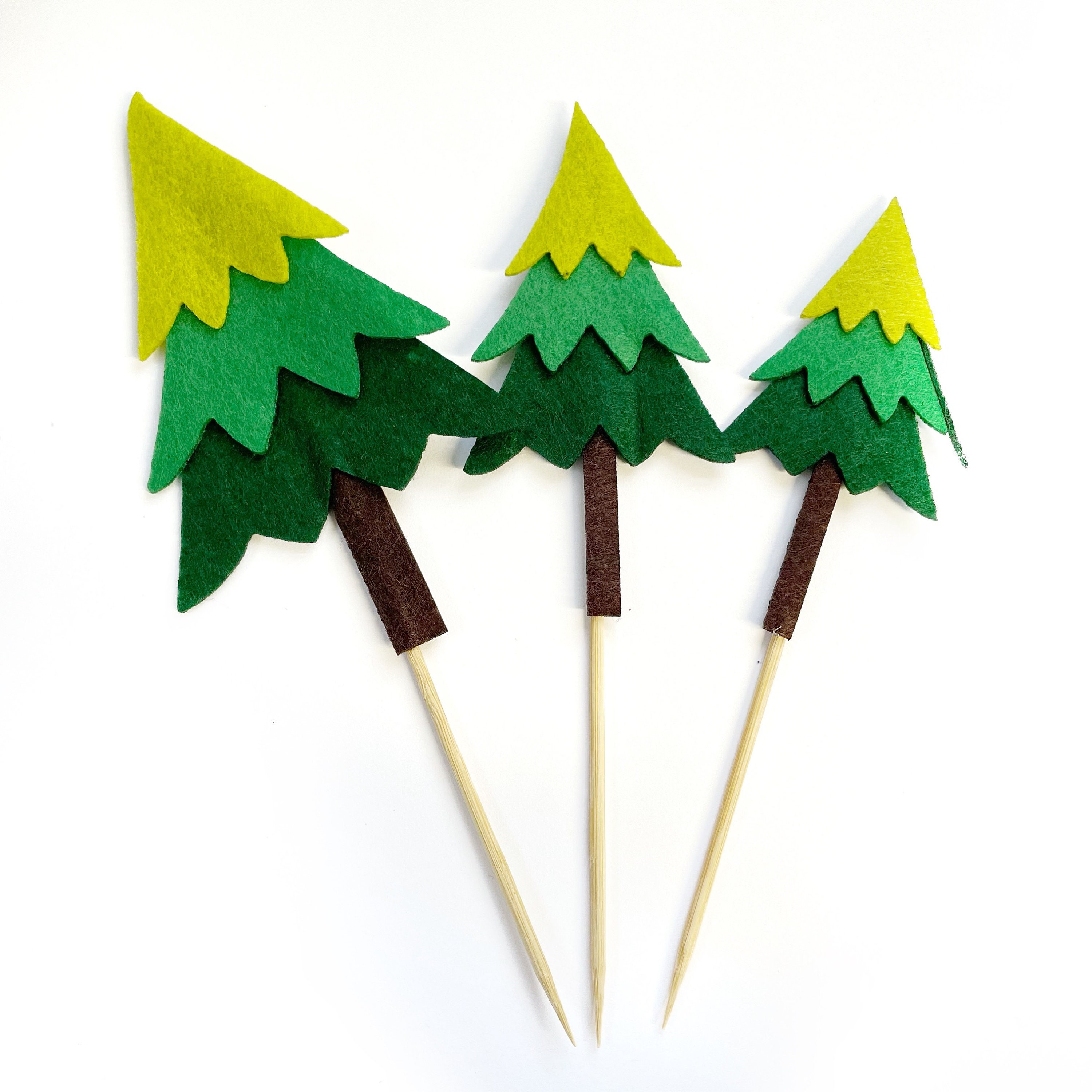 Felt Cake Topper Trees Cake Decorations Cupcake Toppers - Etsy