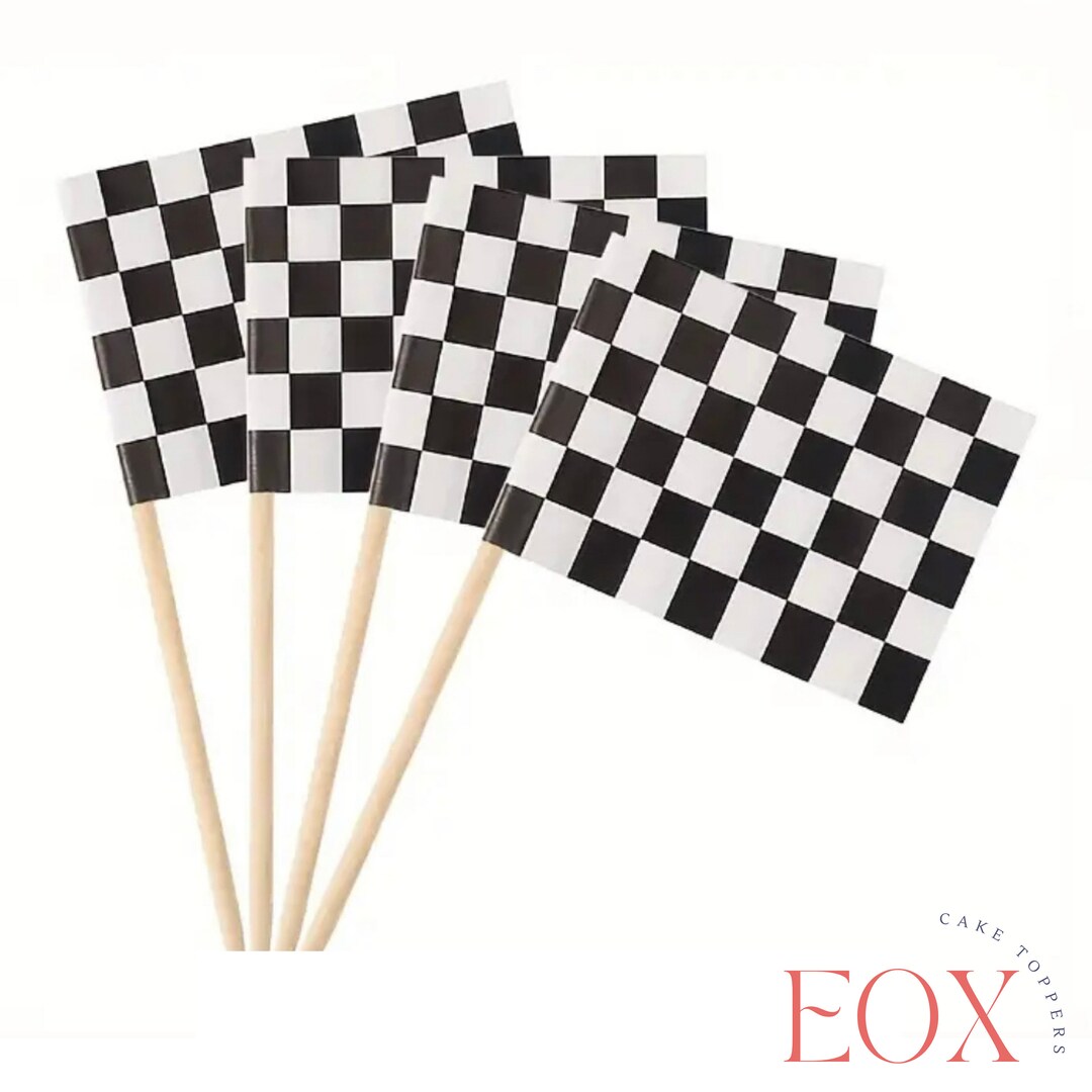Racing Flag Cupcake Toppers / Race Car, Chequered Flags, Boys Birthday ...