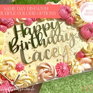 Sheet Cake Topper, Happy Birthday, Glitter Cardstock, Personalised ...