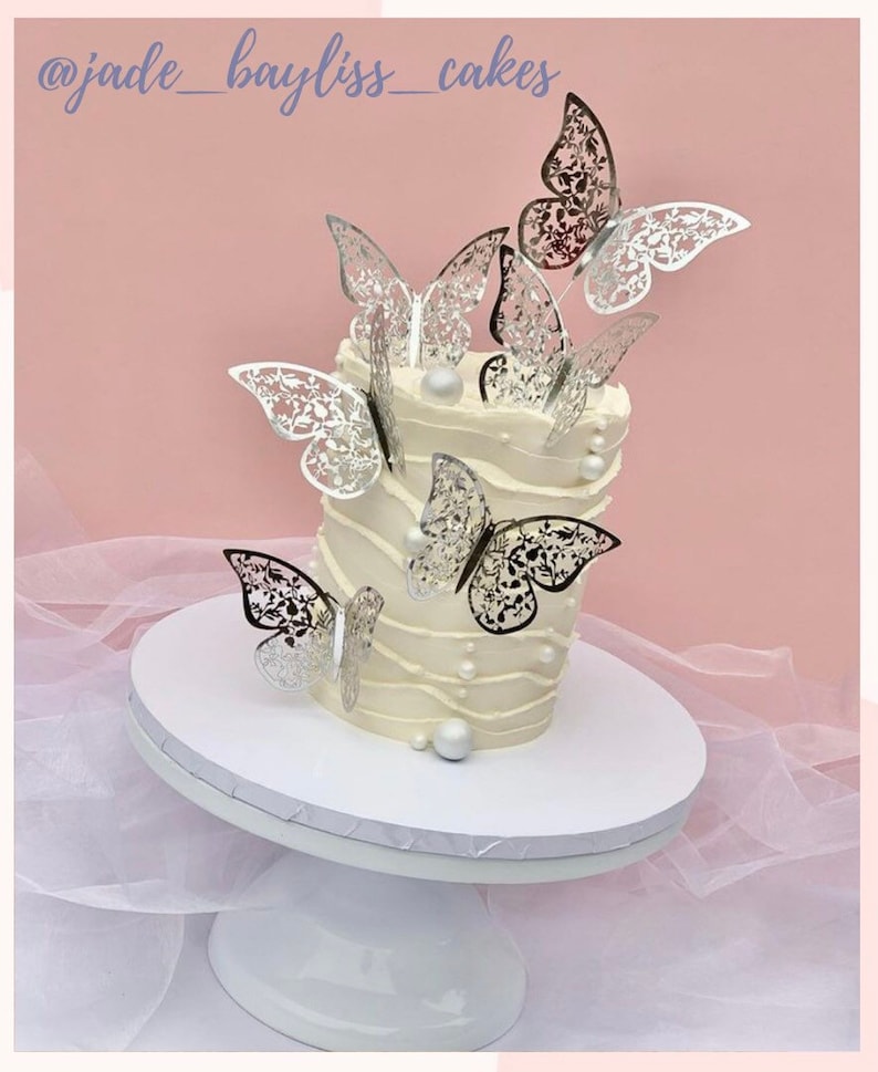 12 Pack Mixed Size Foiled Butterflies, Cake Decoration, Cake Topper ...