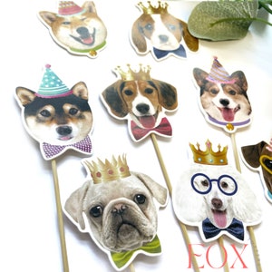 Set of 8 Dog Shaped Cupcake Toppers, Baking Dessert Decor, Pet-themed ...