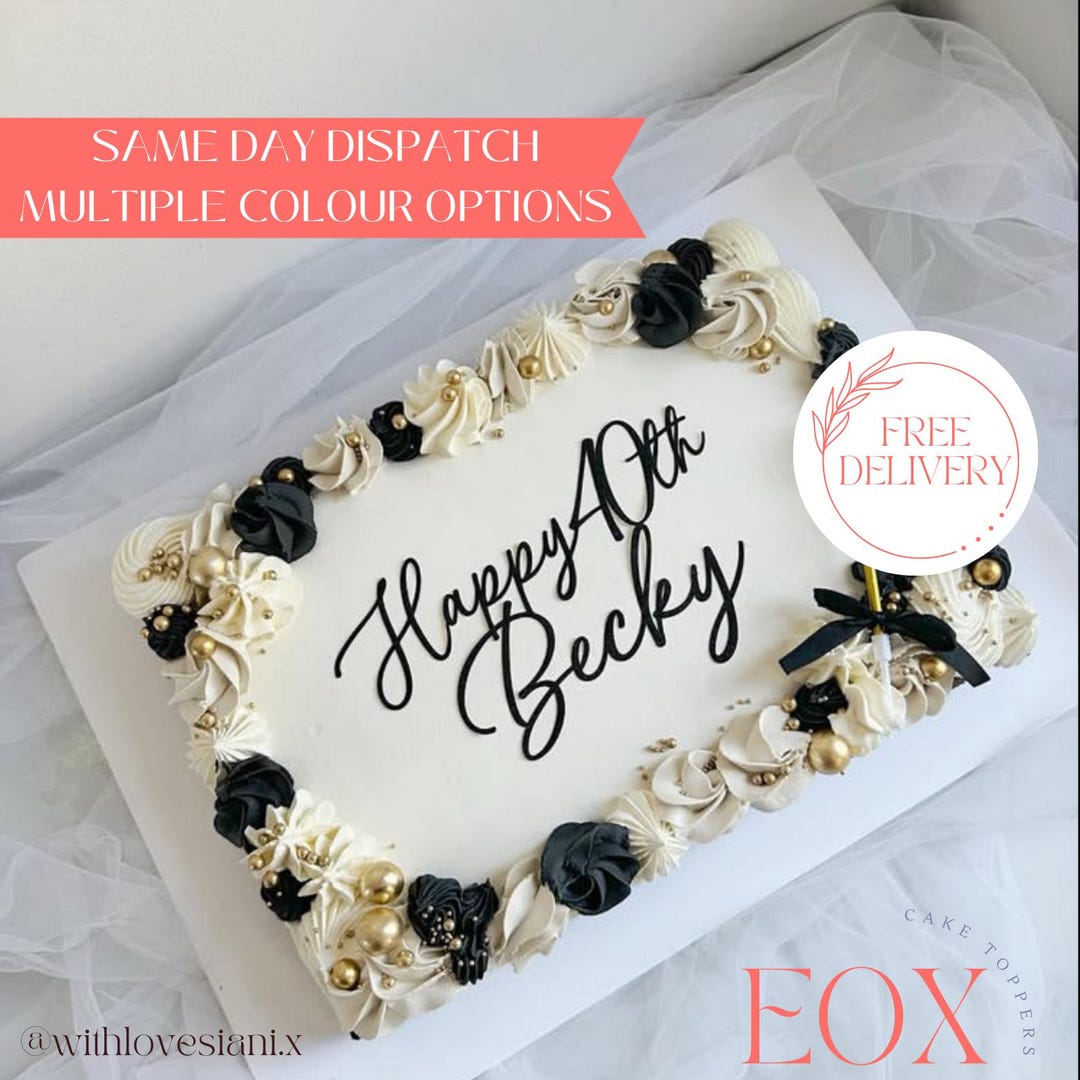 Sheet Cake Topper, Happy Birthday, Glitter Cardstock, Personalised ...