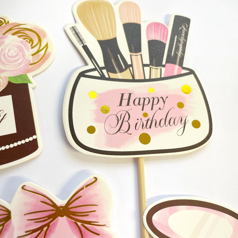 Make up Cake Topper Set / Girly Birthday Cake Decorations - Etsy