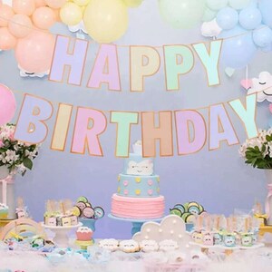 Happy Birthday Banner Colourful Pastel Bday Celebration - Etsy