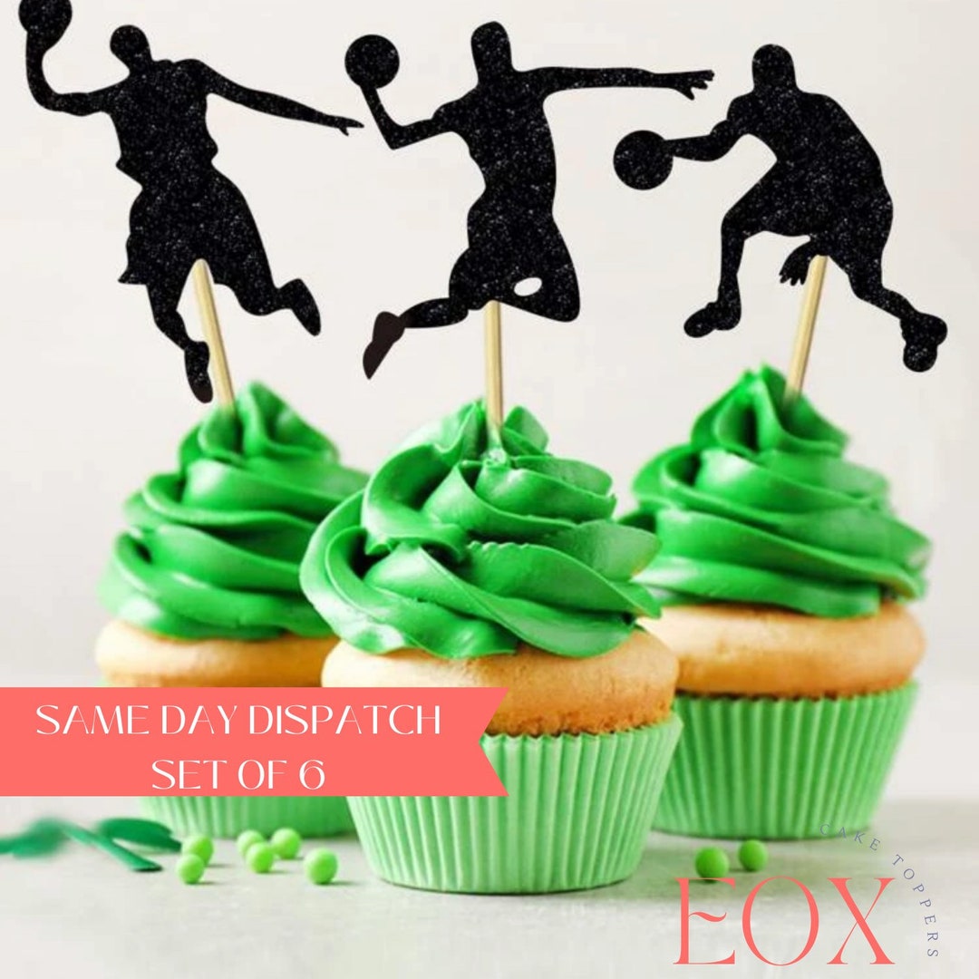 Basketball Cupcake Toppers Set of 6, Cake Topper, Party, Decorations ...