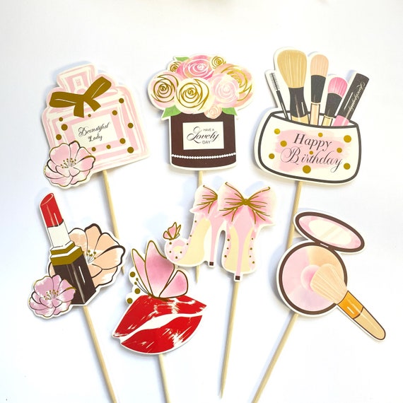 Make up Cake Topper Set / Girly Birthday Cake Decorations - Etsy