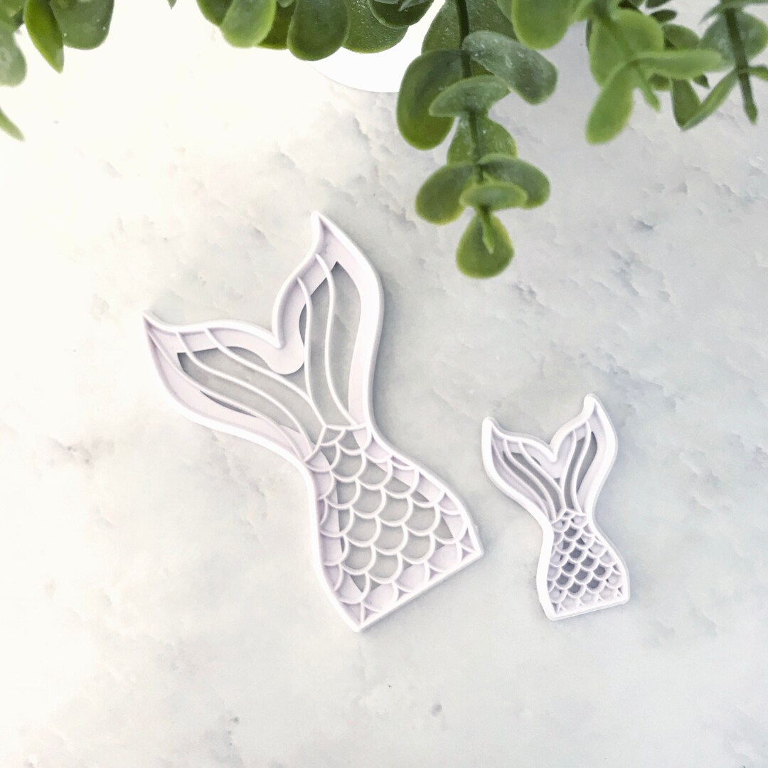 Mermaid Cookie Cutters X2, Mermaid Tail, Fondant Stamp, Mermaid Cake ...
