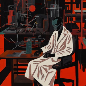 Black Science Educator Art Print With Mat, African American Teacher Art ...