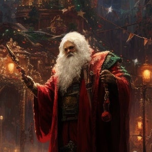 Gothic Santa Claus Art Print, Christmas Holiday Wall Decor, Ancient ...