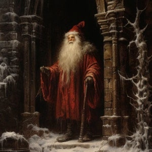 Ancient Santa Claus Christmas Art Print, Holiday Wall Decor, Vintage ...