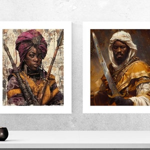 African Warrior King and Queen, Black Art, African American Art, Black ...