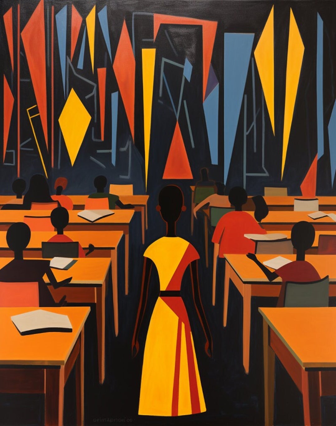 African American Woman Educator Matted Print, Black School Teacher ...