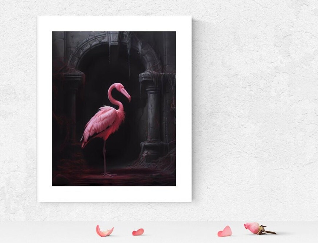 Gothic Pink Flamingo, Wall Art, Wall Decor, Matted Fine Art Print - Etsy