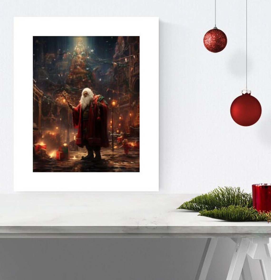 Gothic Santa Claus Art Print, Christmas Holiday Wall Decor, Ancient ...