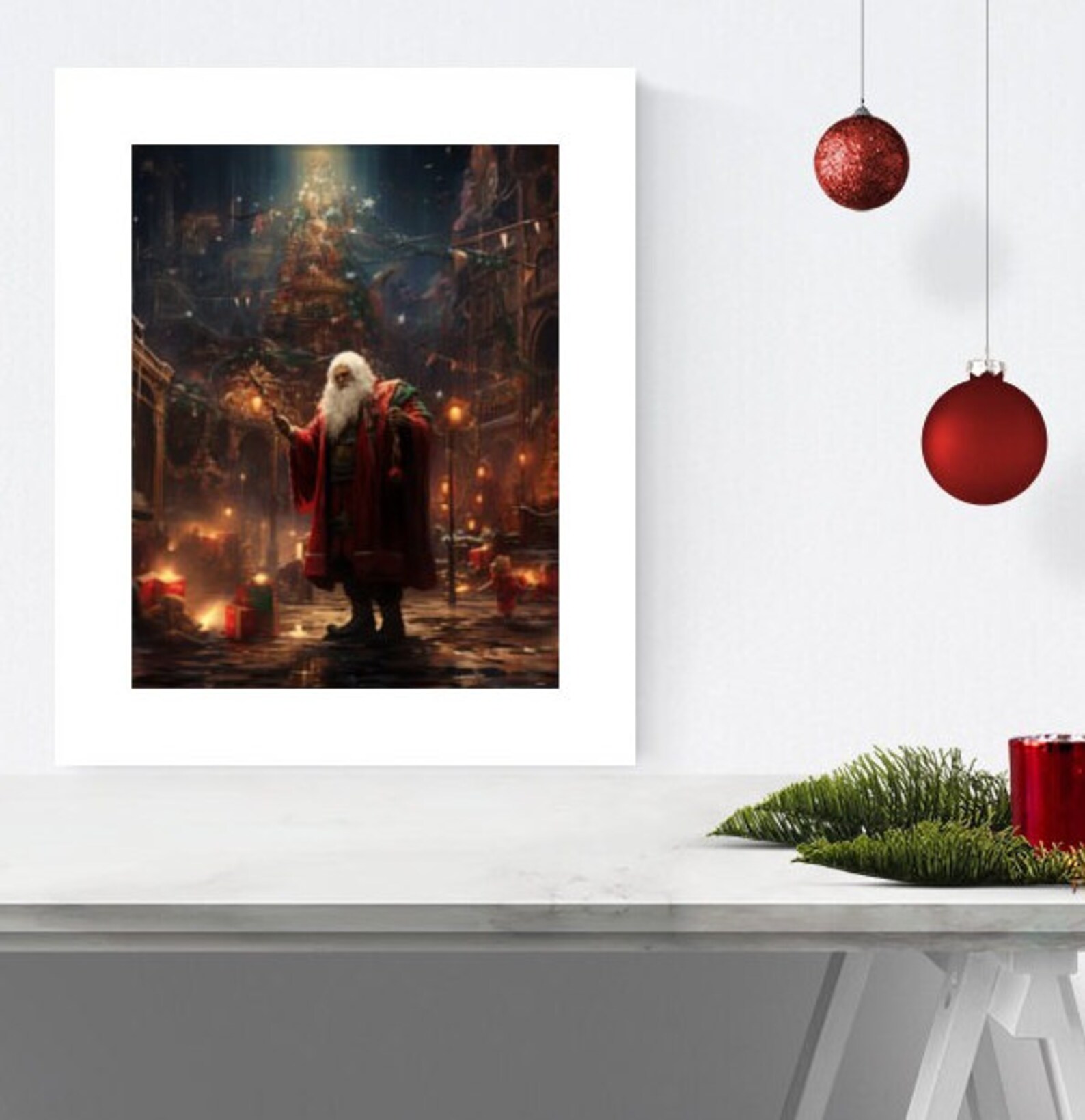 Gothic Santa Claus Art Print, Christmas Holiday Wall Decor, Ancient ...
