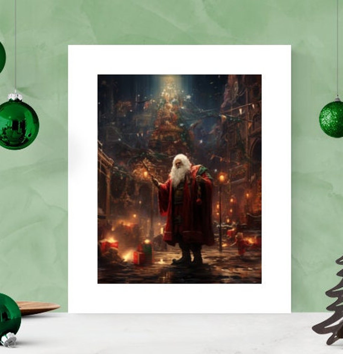 Gothic Santa Claus Art Print, Christmas Holiday Wall Decor, Ancient ...