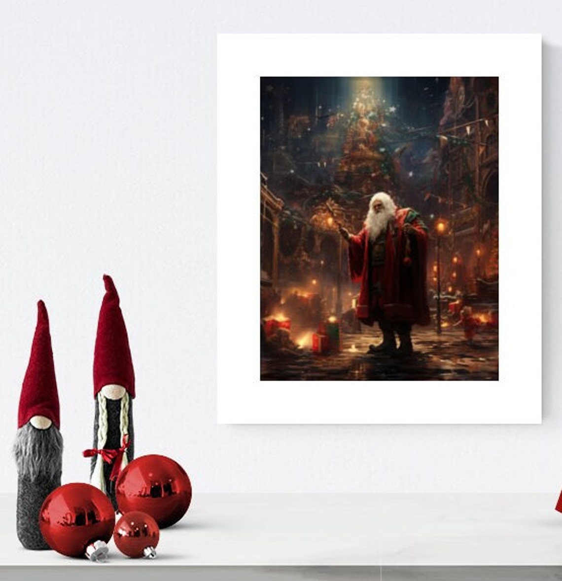 Gothic Santa Claus Art Print, Christmas Holiday Wall Decor, Ancient ...