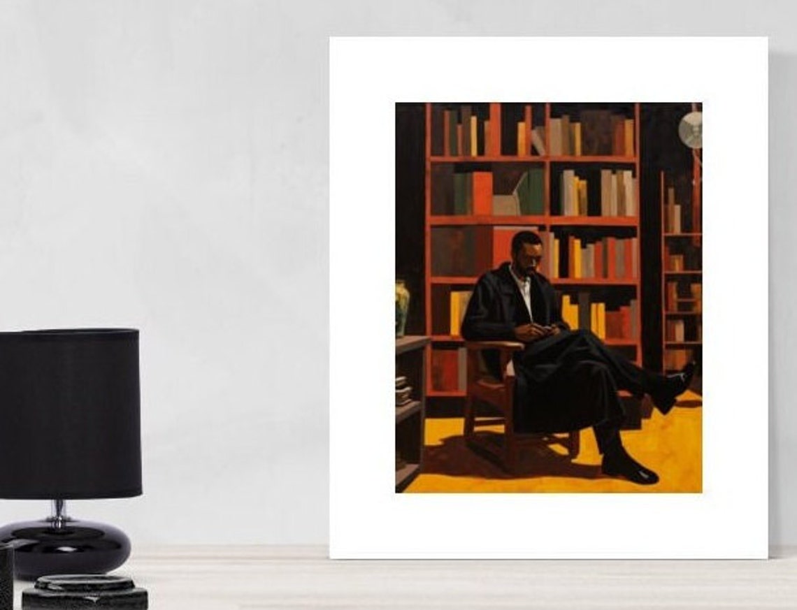 Black Scholar Educator Art Print With Mat, African American Teacher Art ...