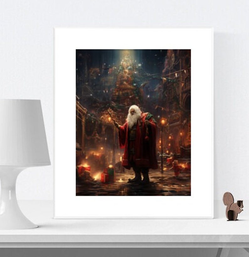 Gothic Santa Claus Art Print, Christmas Holiday Wall Decor, Ancient ...