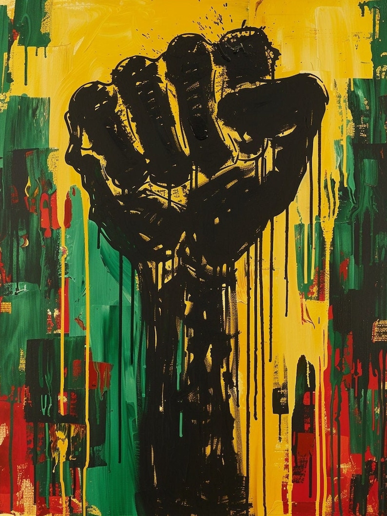Black Power Fist Matted Fine Art Print, Black History Wall Decor, Pan ...