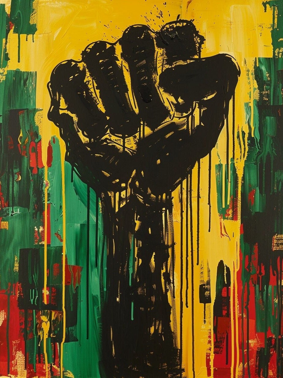Black Power Fist Matted Fine Art Print, Black History Wall Decor, Pan ...