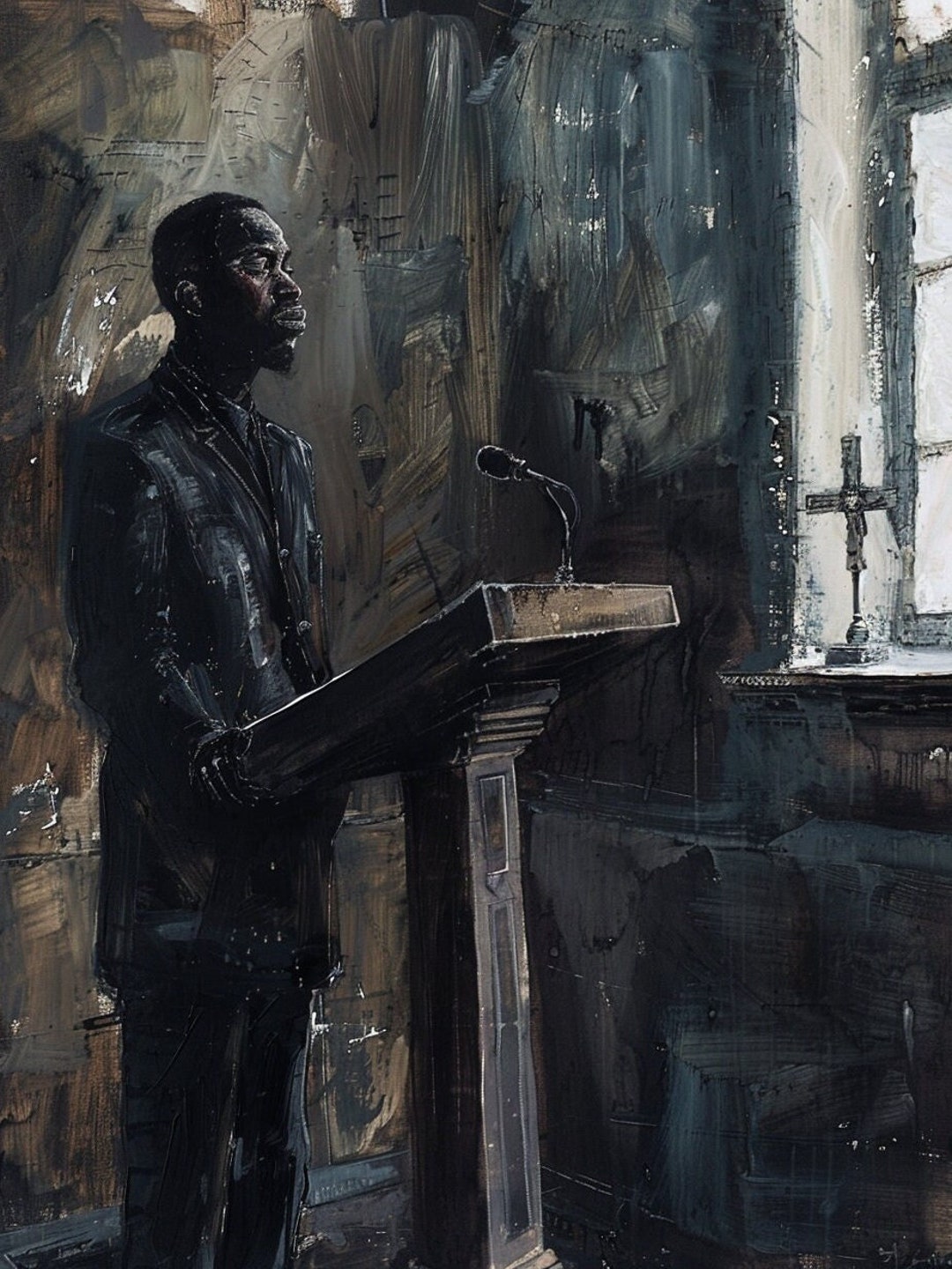 Black Pastor Preacher Educator Art Print With Mat, African American Art ...