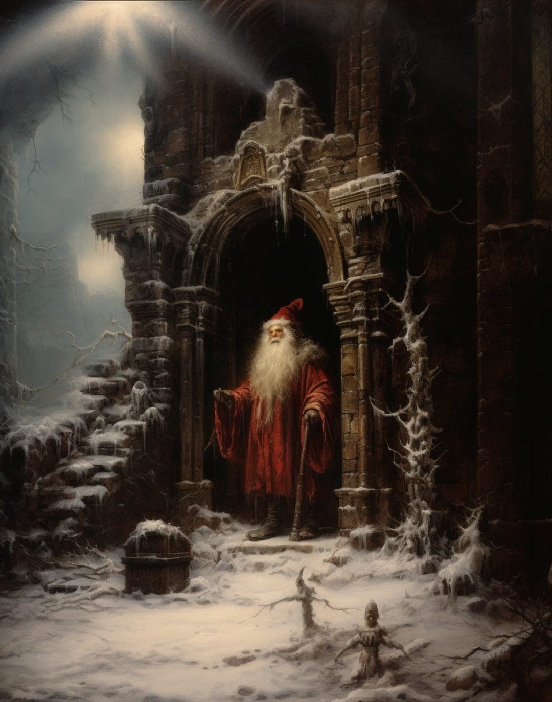 Ancient Santa Claus Christmas Art Print, Holiday Wall Decor, Vintage ...