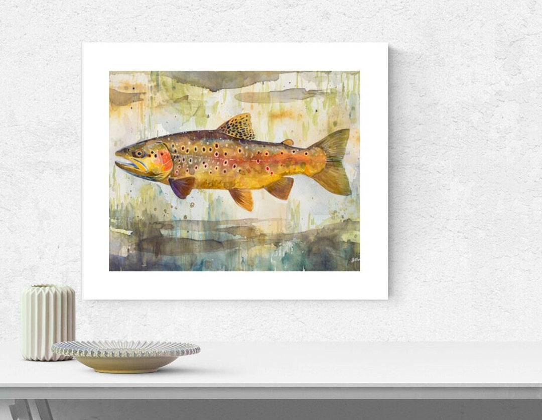 Trout Fish Art Print, Watercolor Fish, Saltwater Fish, Fly Fishing ...