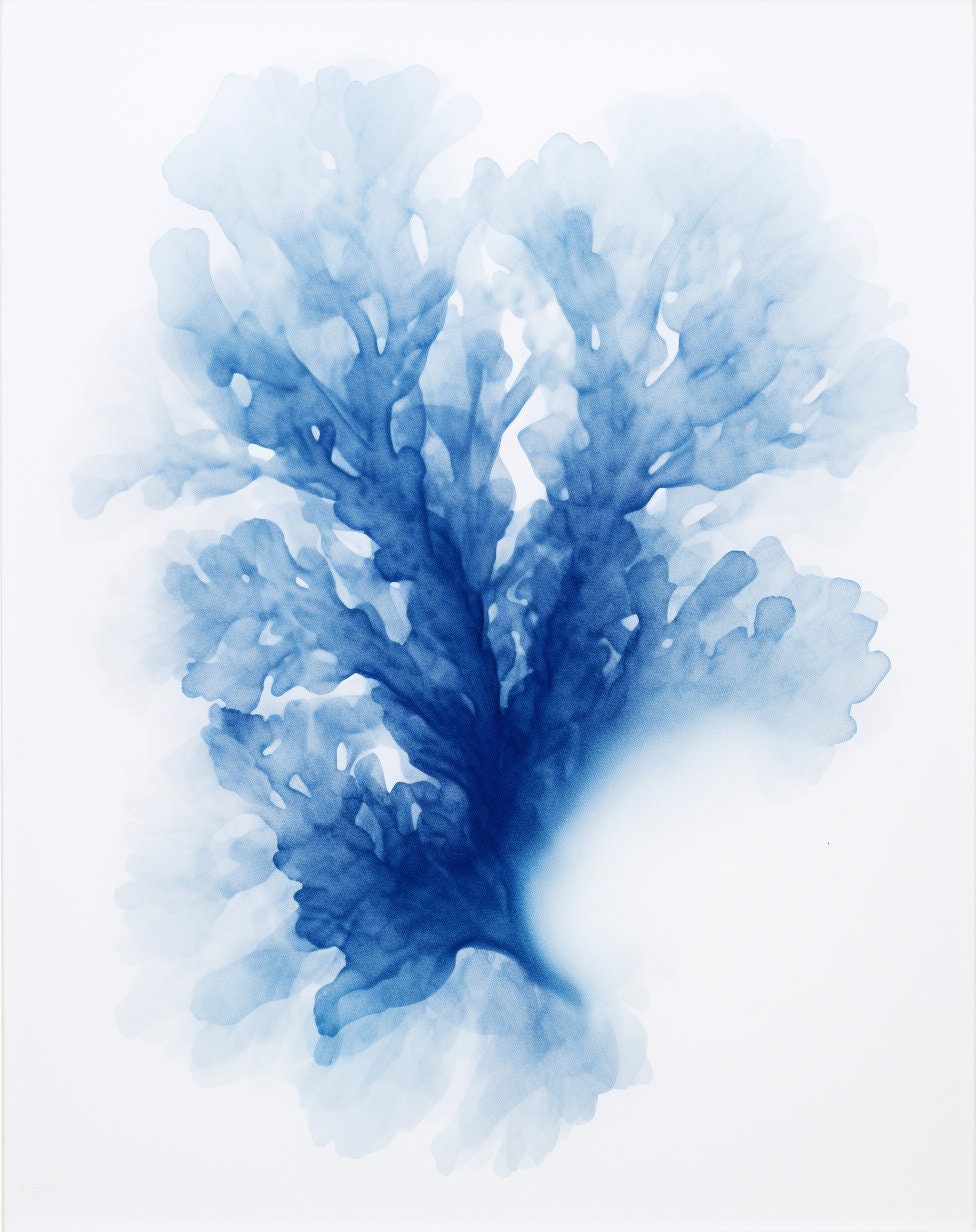 Blue Abstract Sea Coral Fine Art Print, Minimalist Wall Decor, Nautical ...