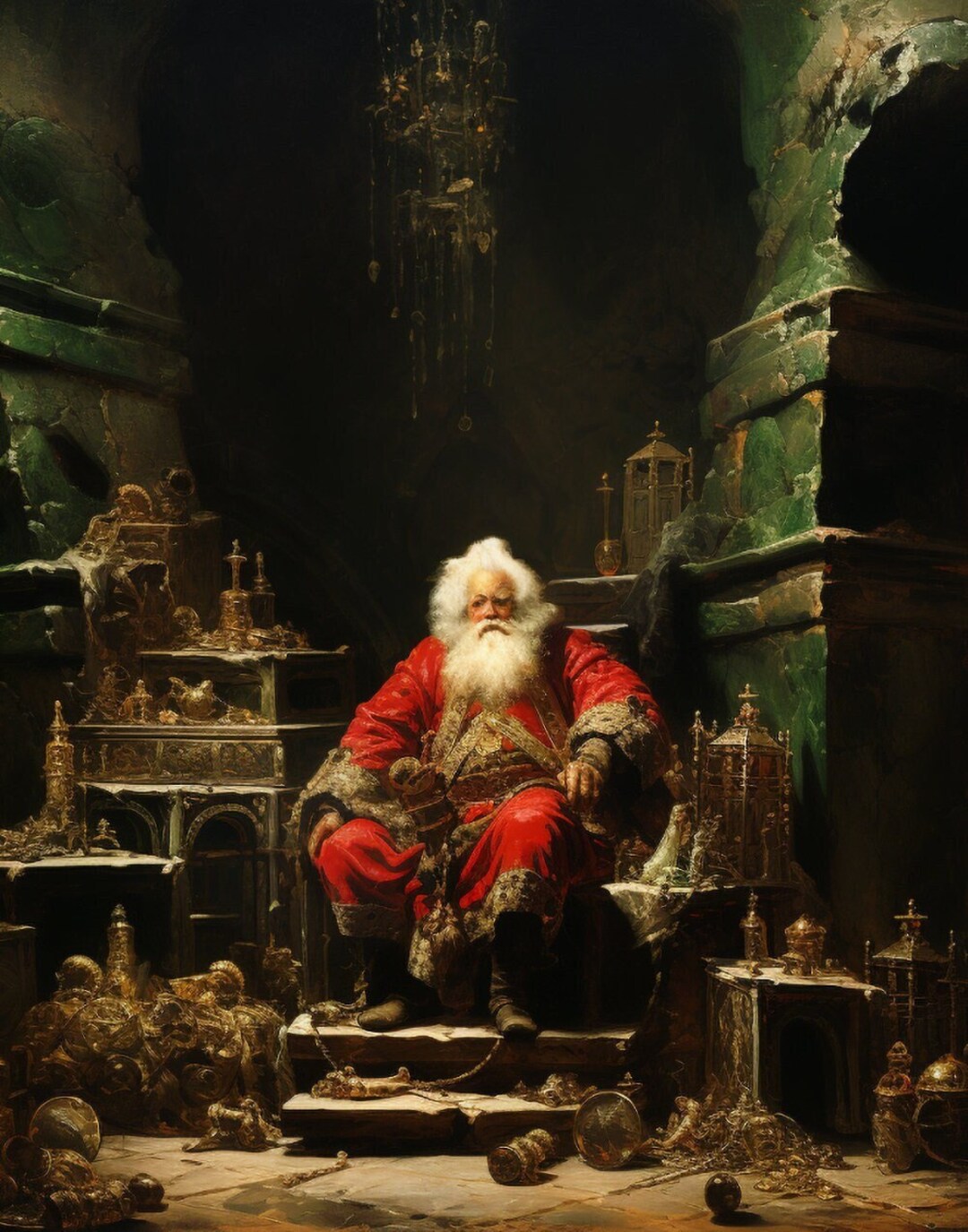 Christmas Santa Claus Art Print, Holiday Wall Decor, Ancient Santa ...